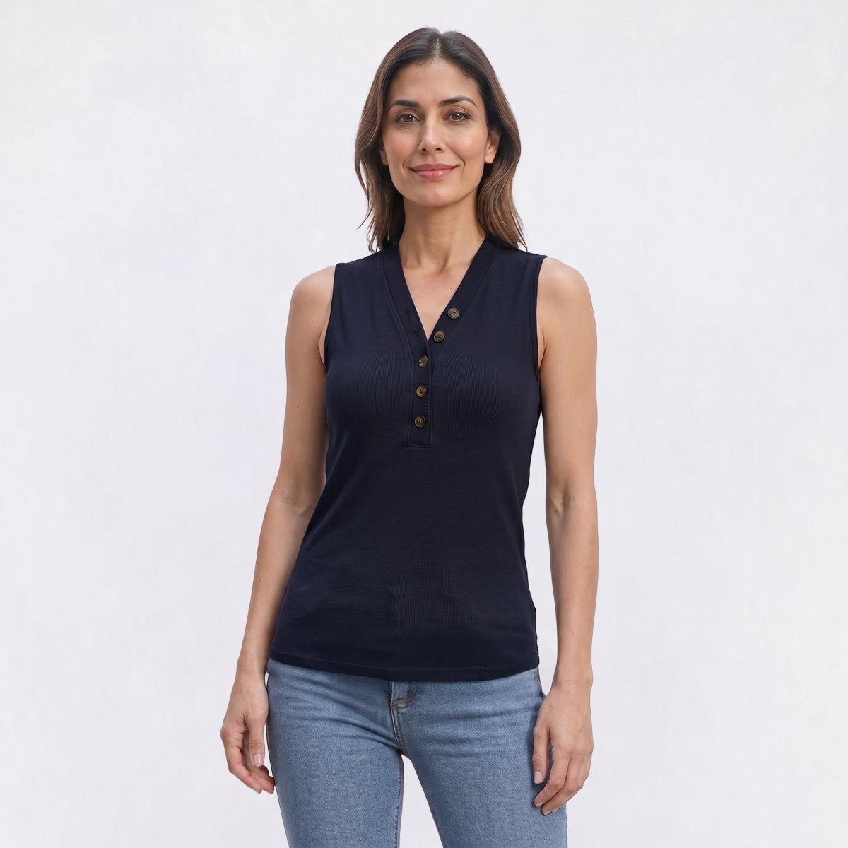 Click here for Womens Architect(R) Ribbed Button Front Henley Tan... prices